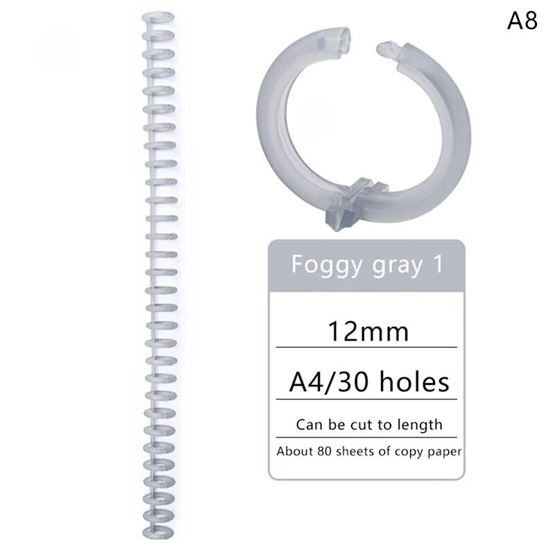 Пластиковые кольца для переплёта 30 отверстий 12 мм/22 мм Серый, A8