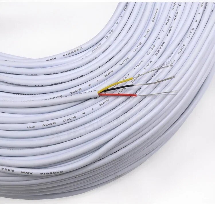 Медный изолированный кабель 28AWG UL2464 2-10 жил 4 Cores, White, 2 Meters