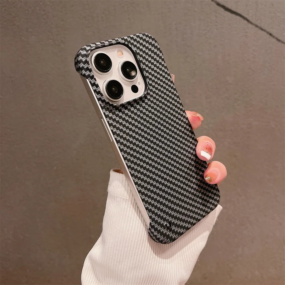 Роскошный безрамный жесткий пластиковый чехол из углеродного волокна для Black, For iPhone13 Mini