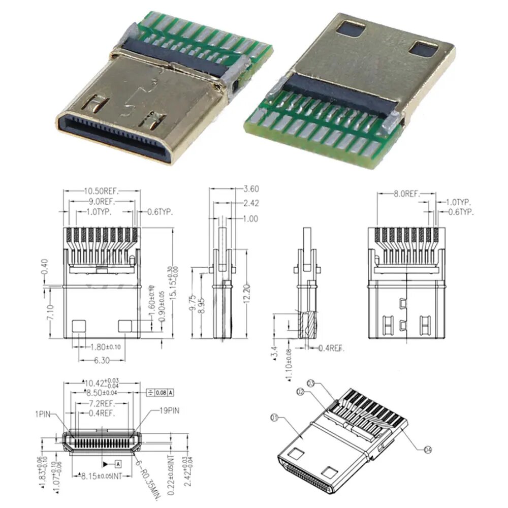 HDMI разъем B, 5 шт для ремонта