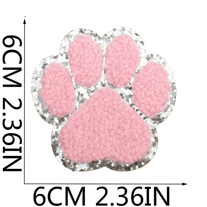 Нашивки с утюгом детские мультяшные собачьи лапки Розовый, 2