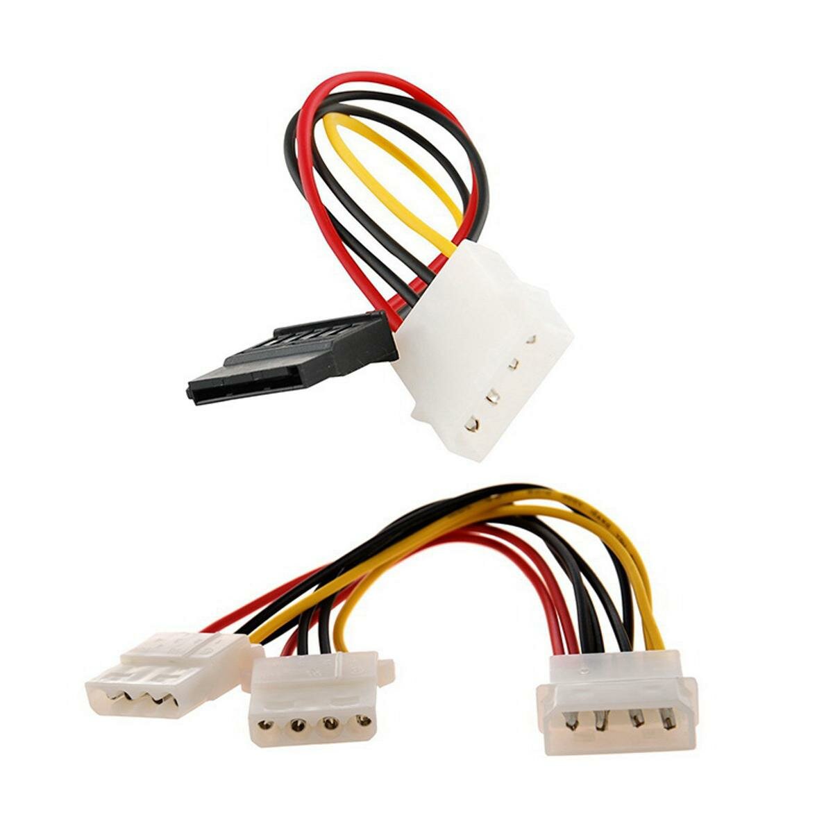 Кабель-разветвитель питания компьютера Molex 4 Pin Y и кабель-переходник SATA Female to Molex Male, 6 дюймов