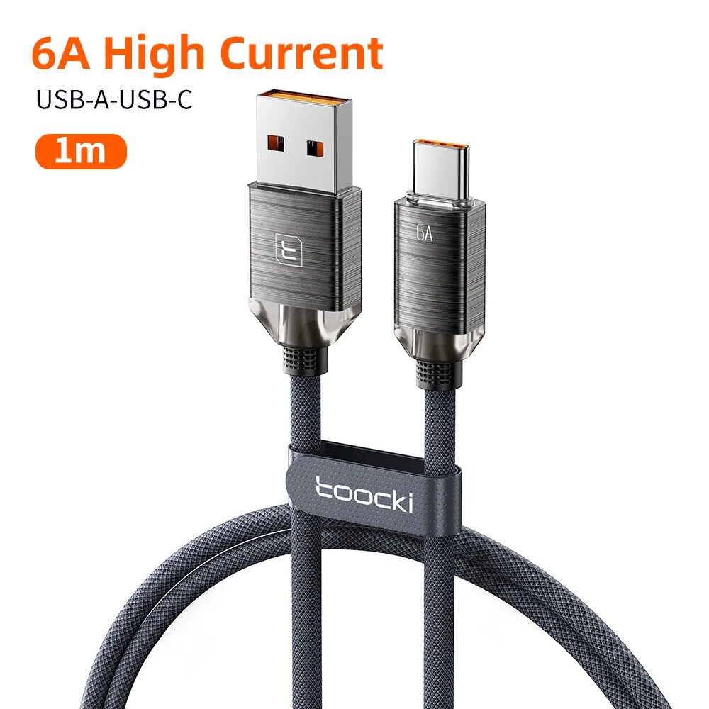 Toocki USB-A to USB-C кабель, 1M, черный
