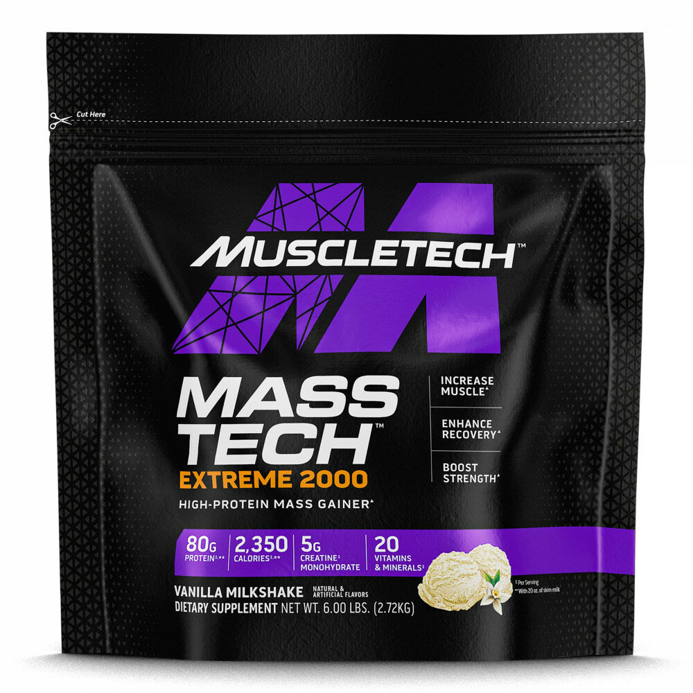 MuscleTech, Mass-Tech™ Extreme, с ванильным вкусом, 2,72 кг (6 фунтов)