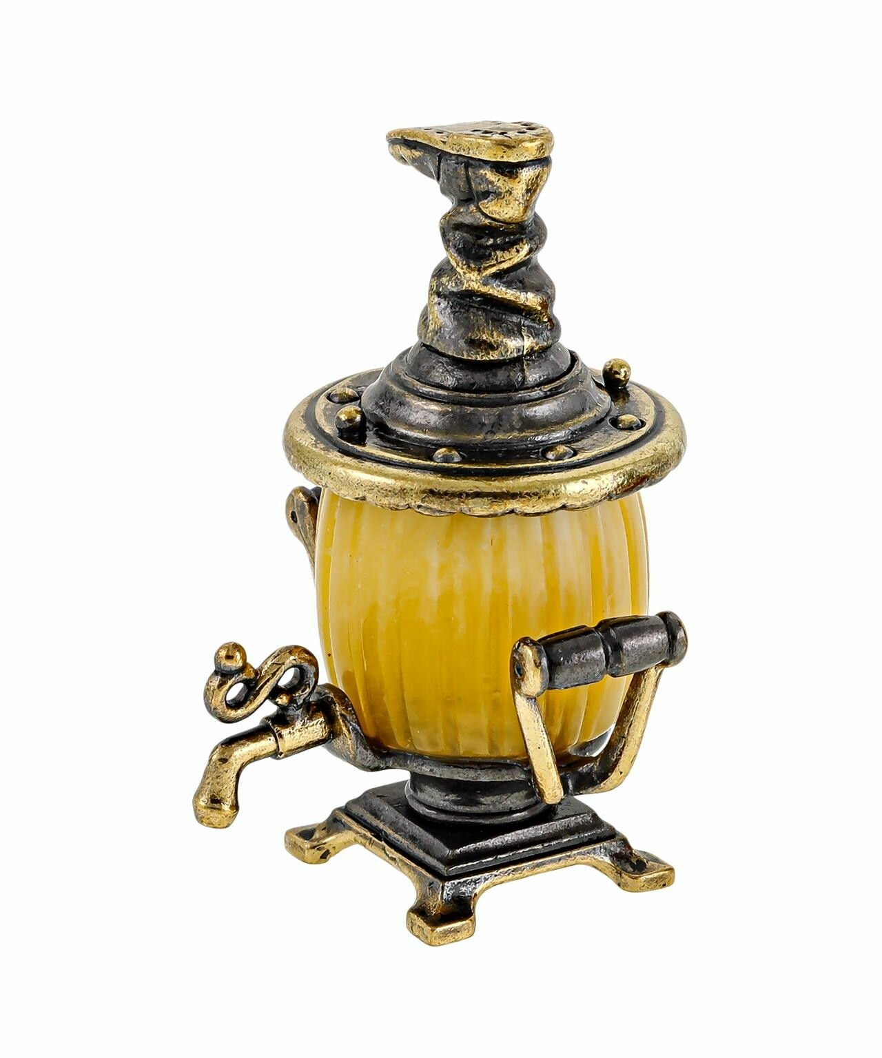 Сувенирный Самовар с сапогом средний 2543-Б, белый