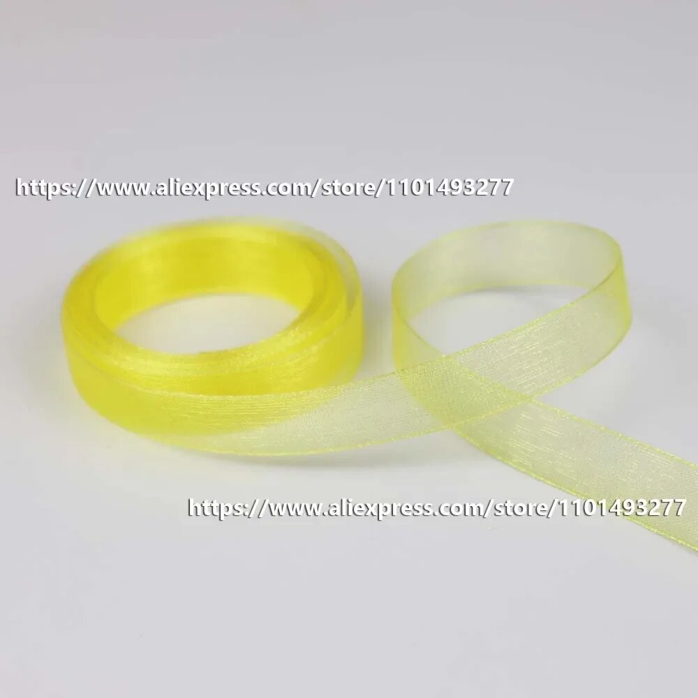 Лента органза Lucky Bay 5 ярдов Светло-желтый, 15 Lemon Yellow, 20mm