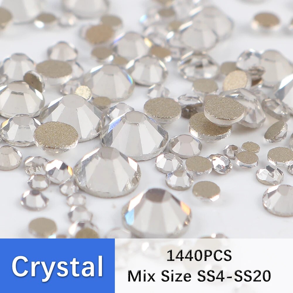 Стразы серебряные SS4-SS20, 1440шт, Crystal