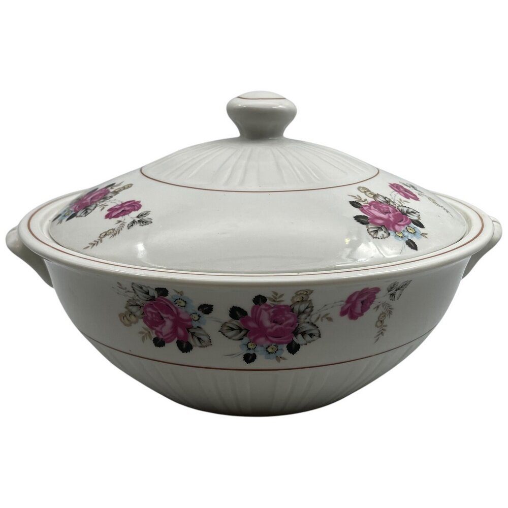 Террин (супница) "Розы", 2.5 л, 1950-1960 гг, фарфор, Кёнсон, DPRK, Корея