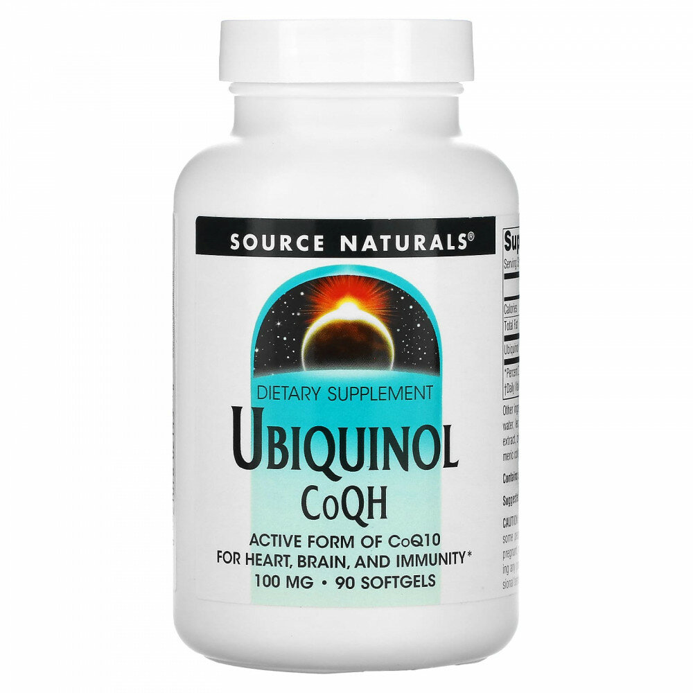 Source Naturals, убихинол коэнзим QH, 100 мг, 90 капсул
