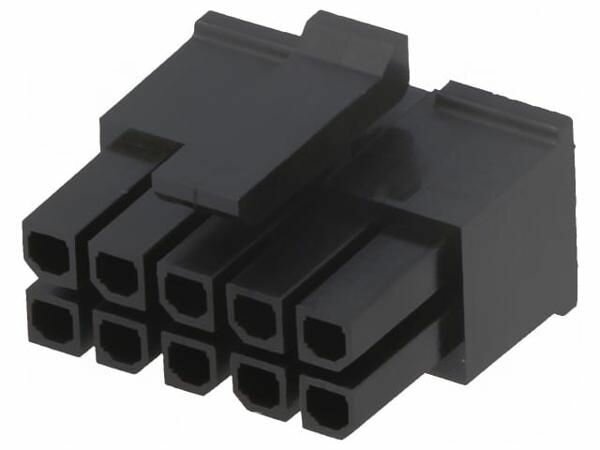 Разъем MOLEX 43025-1000 вилка провод-плата "мама" Micro-Fit 3.0 шаг 3 мм PIN 10, 2x5, на провод, без контактов