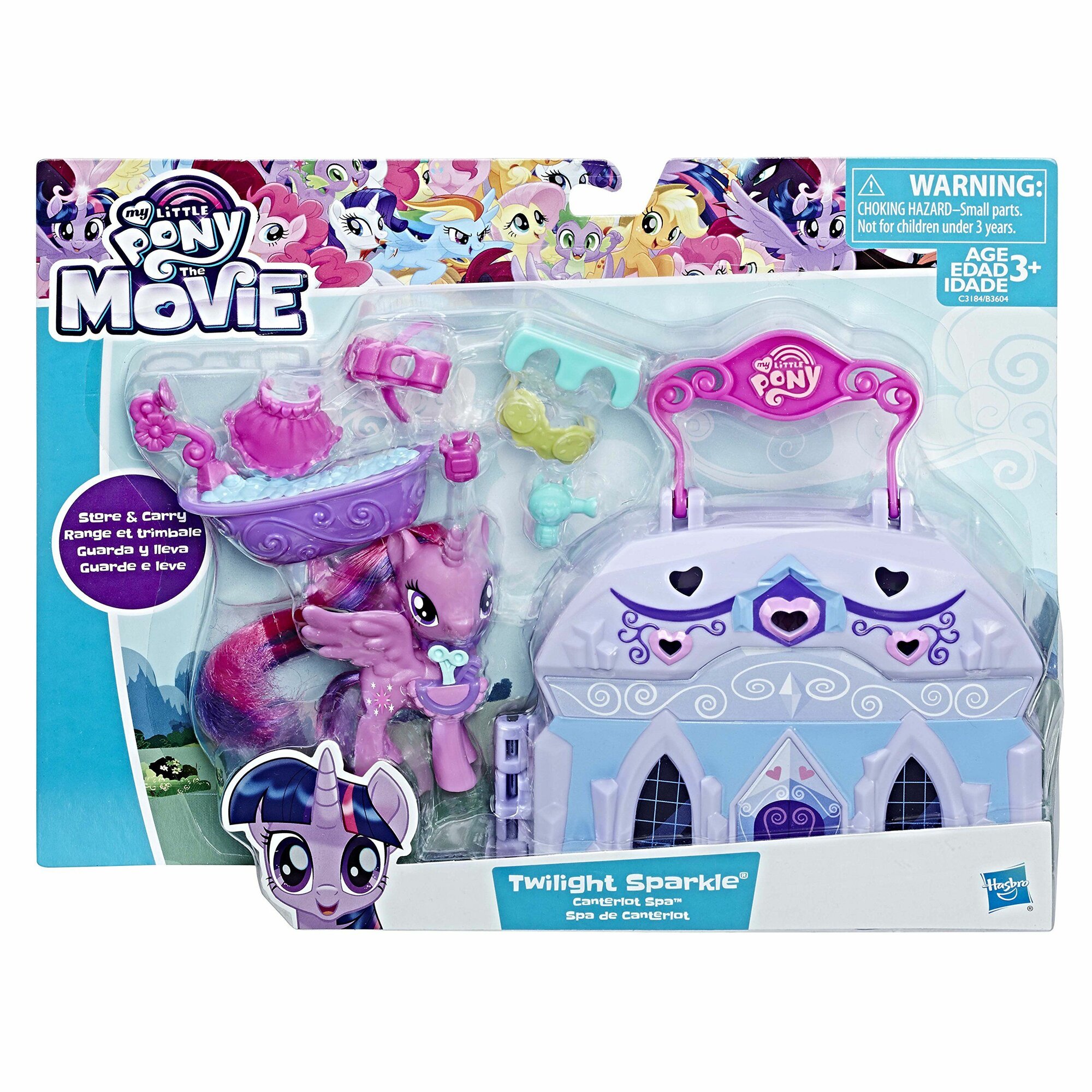 Hasbro My Little Pony Mini World Magic Twilight Sparkle Mini Equestria Canterlot Spa / Детский Игрушечный Набор Пони С Мини-куклами, Подходящий Для Подарков На День Рождения Детям От 4 Лет И Старше