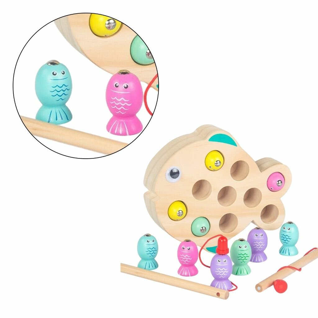 (One) Деревянная настольная игра на магнитах для рыбалки (magnetic)-Веселая рыбалка