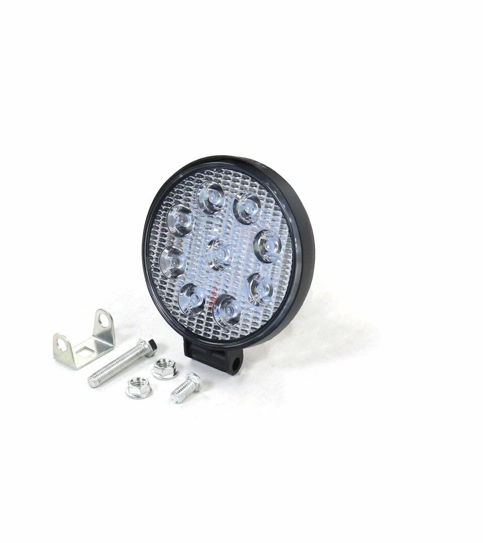 Фара светодиодная 27W, 9 диодов SMD, толщина 25мм, круглый металлический корпус, ближний свет (Flood)