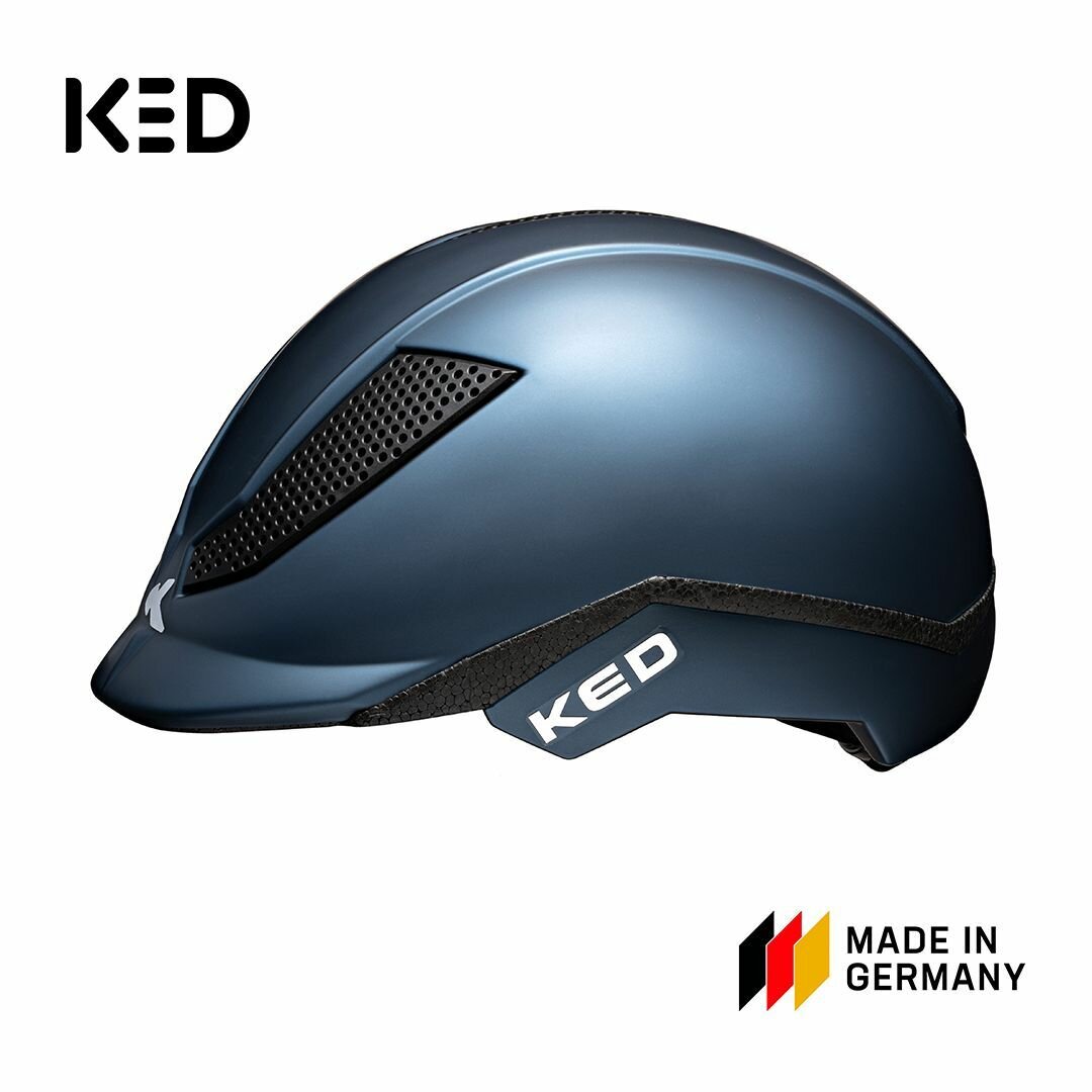 Шлем детский защитный для верховой езды, конного спорта, велосипеда, роликов, самоката, скейтборда, велосипедный спортивный синий для детей KED Pina Navy Matt, размер S (50-53 см)