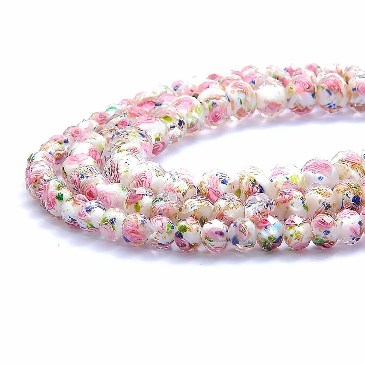 Celadon граненые бусины из муранского стекла 8-12 мм 10mm 10pcs, White