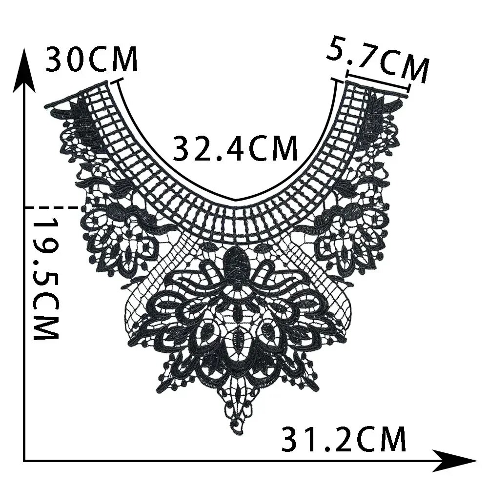Черно-белый воротник с вышивкой, style 3170, 1pcs