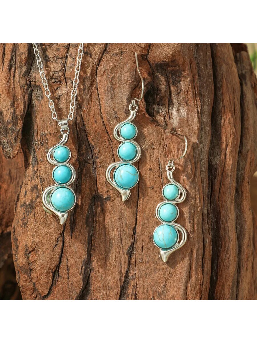 Комплект бижутерии: цепь, бирюза синтетическая