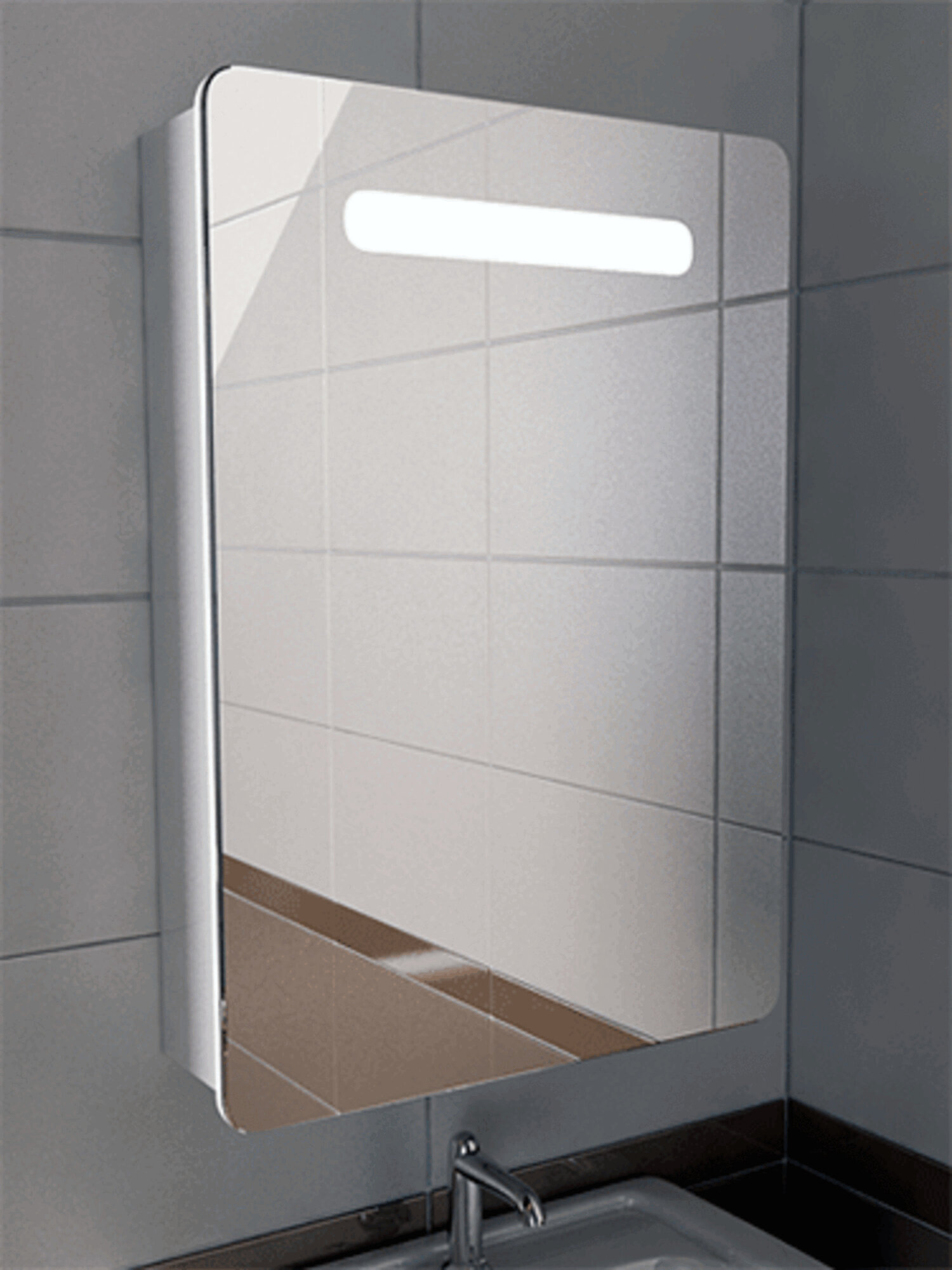 Зеркало-шкаф Emmy "Донна 60", левый, белый, с подсветкой, выключатель.