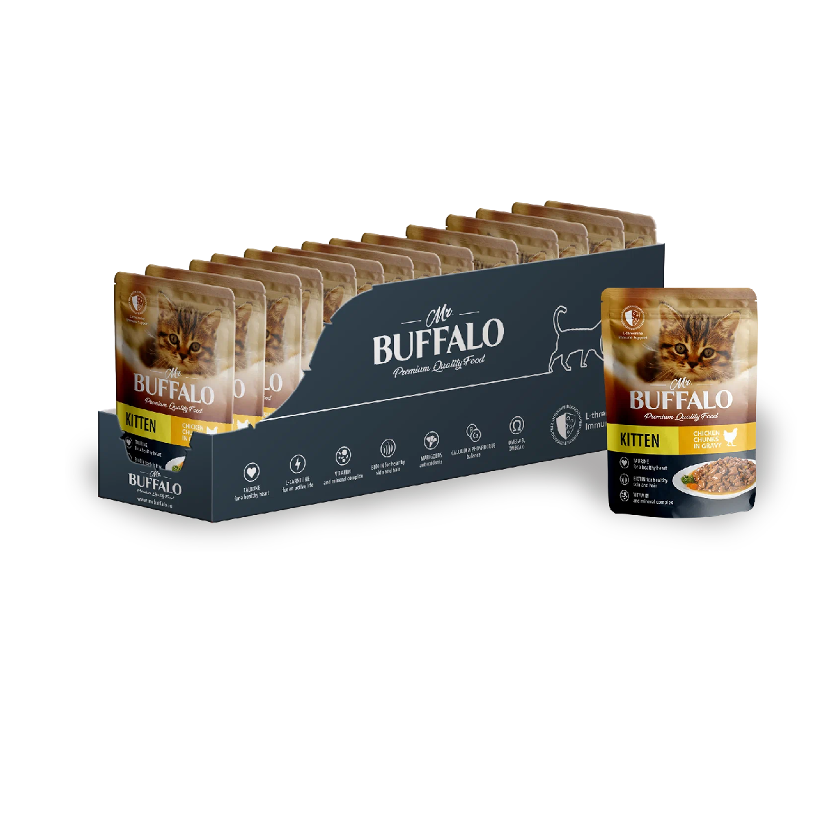 Mr.Buffalo KITTEN пауч для котят нежный Цыпленок в соусе 85г (28 штук)