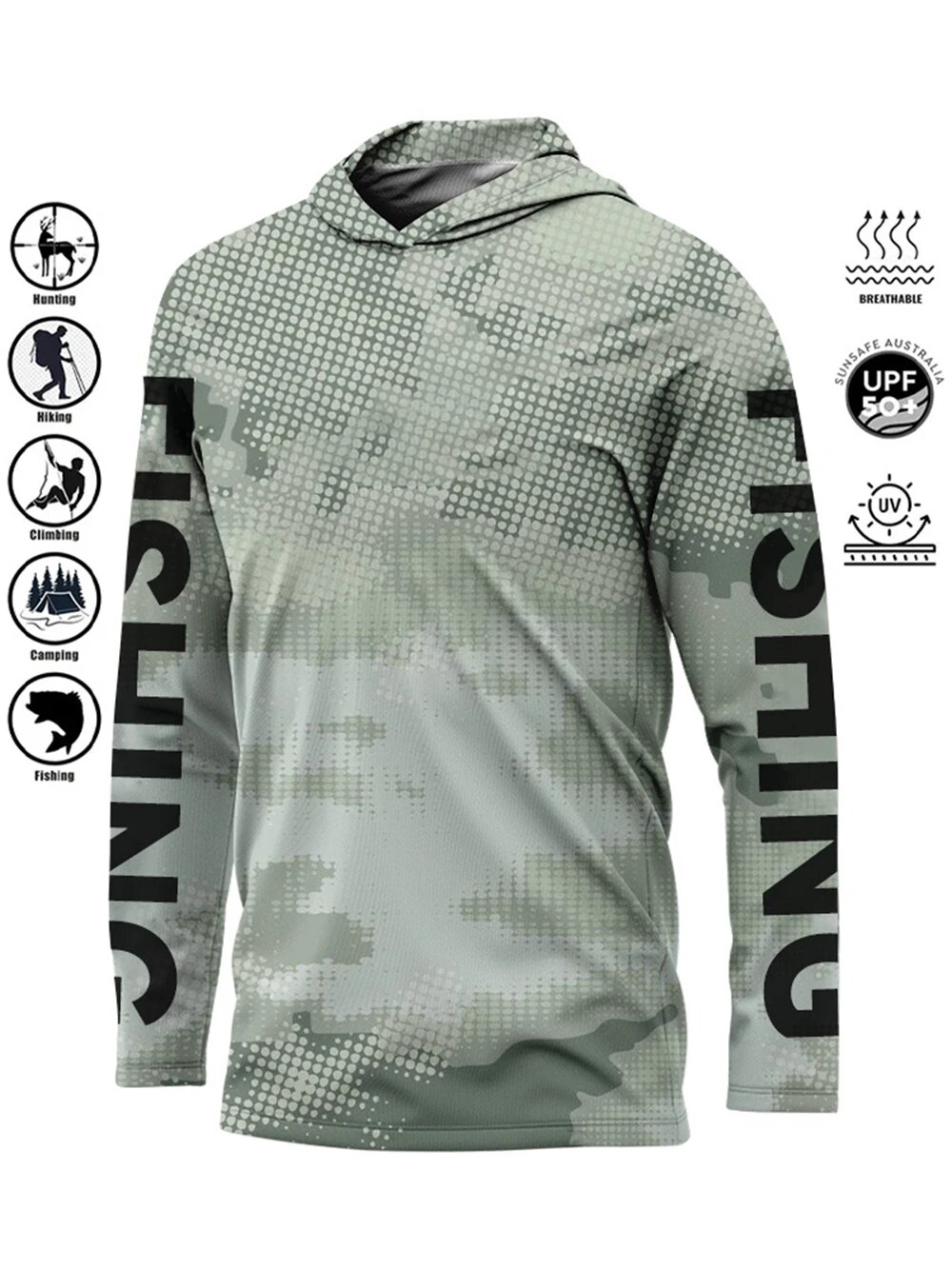 Камуфляжная рыбацкая рубашка с капюшоном Серый, М, A21LHH248514361