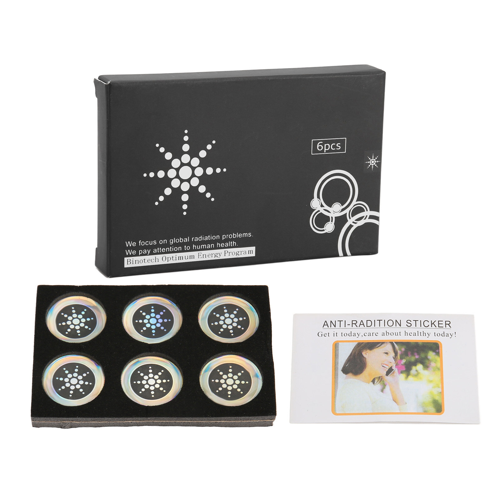 6 шт. защитных наклеек для телефона, уменьшающих радиацию, с отрицательными ионами, минералами, мигающими серебристыми наклейками для защиты телефона