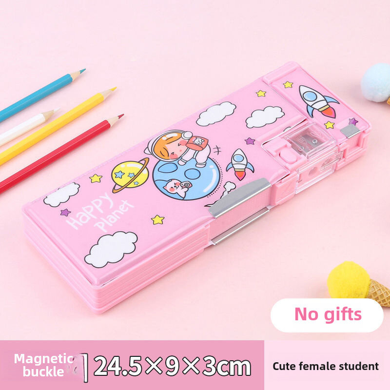 Пенал "Симпатичная Сюэба", для девочек, с магнитными кнопками, розовый, фиолетовый