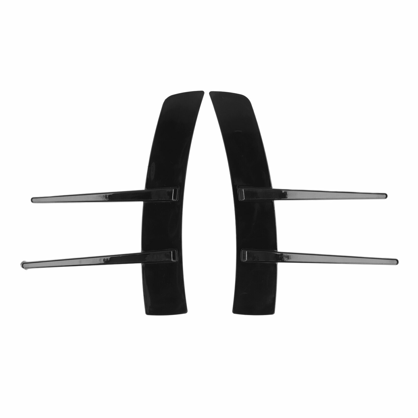 2 шт. глянцевых черных боковых спойлера на передний бампер из ABS-пластика, универсальные для автомобиля.