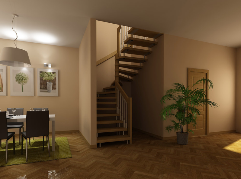 Лестница ЛМ-31 с поворотом направо, 180гр (левозаходная)