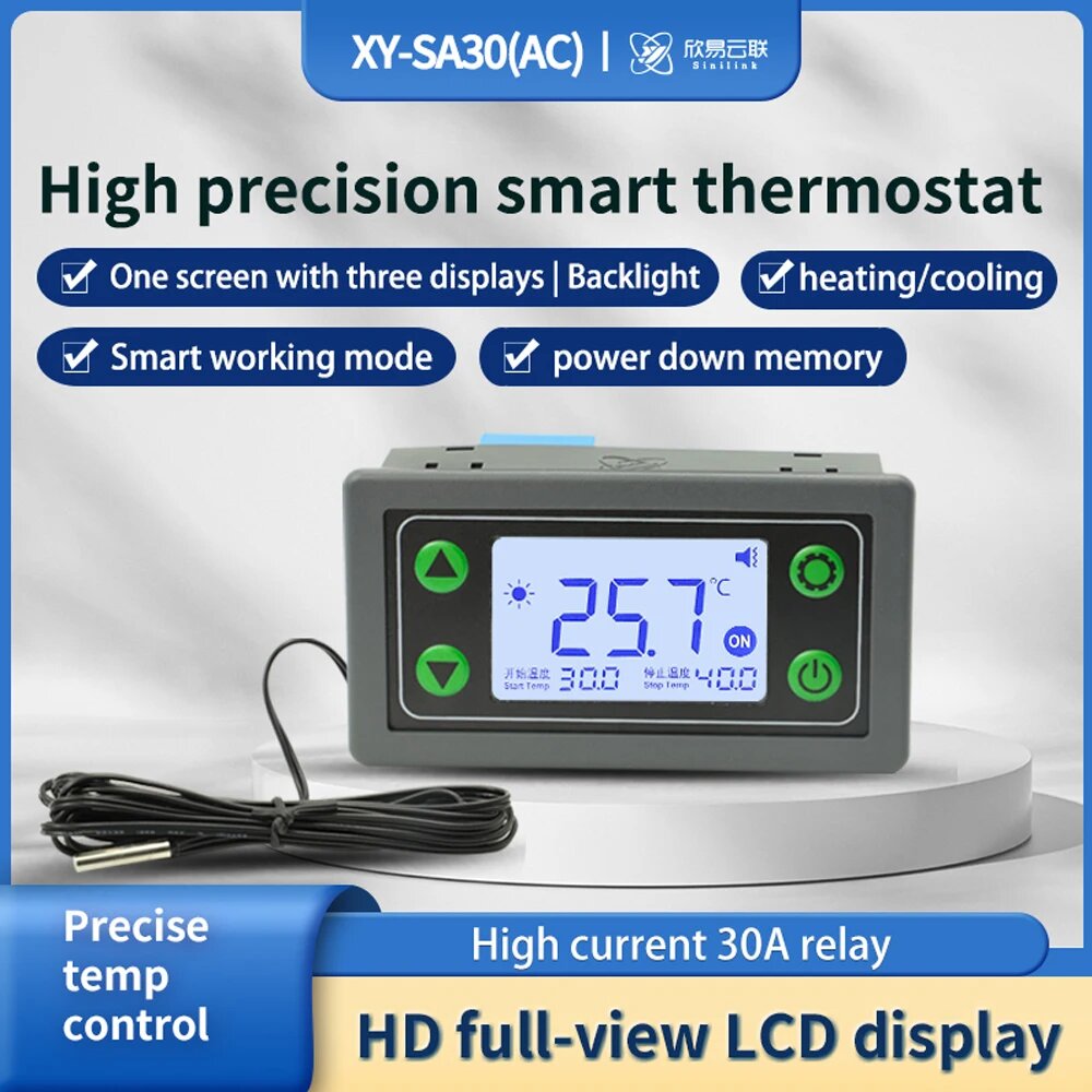 Термостат XY-SA30(AC) с LCD дисплеем, 30A