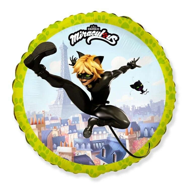 Воздушный шар Веселая затея "Леди Баг и Супер Кот летящий", фольгированный, 18 дюймов