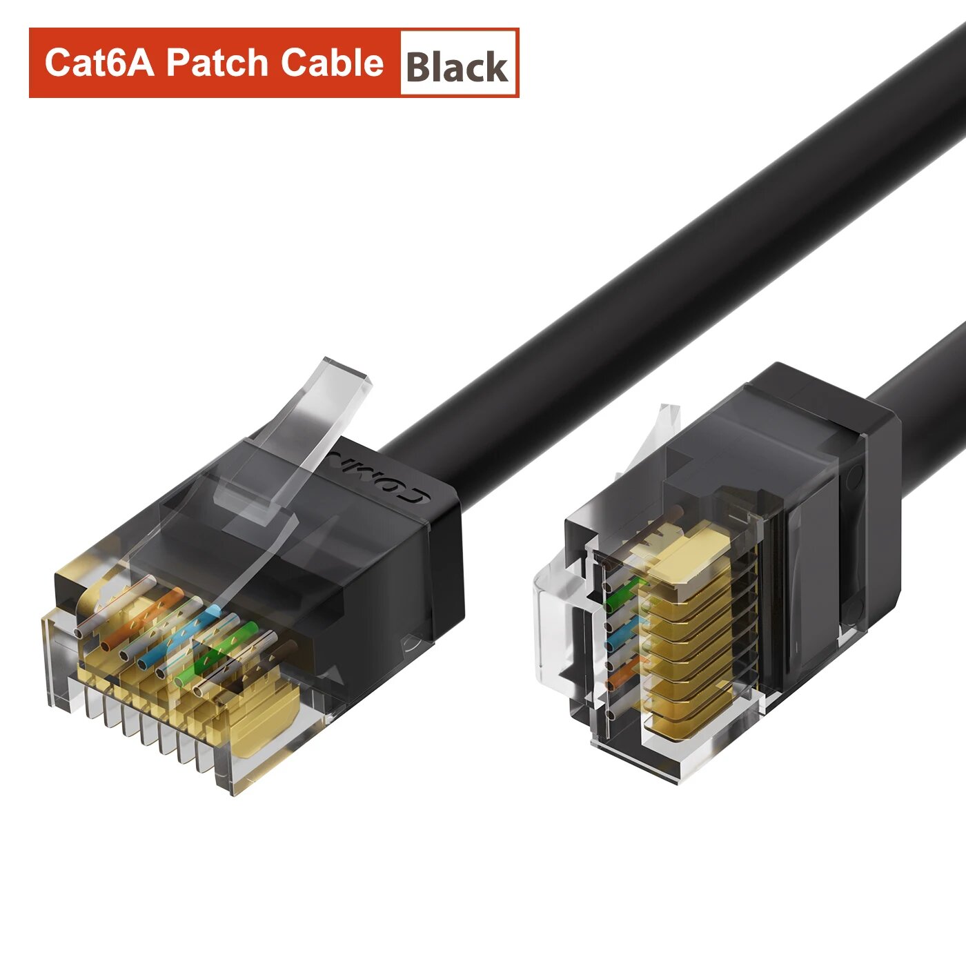 COMNEN Кабель Ethernet CAT6A, черный, 0.3m