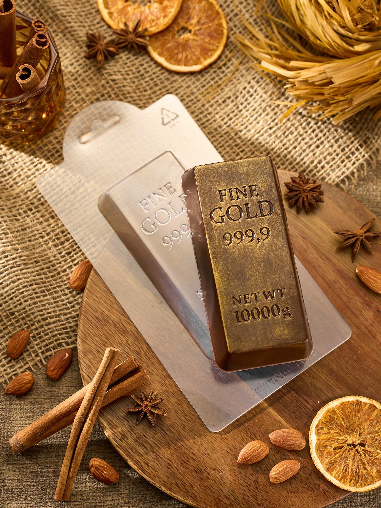 Большой слиток золота для дубайского шоколада форма пластиковая