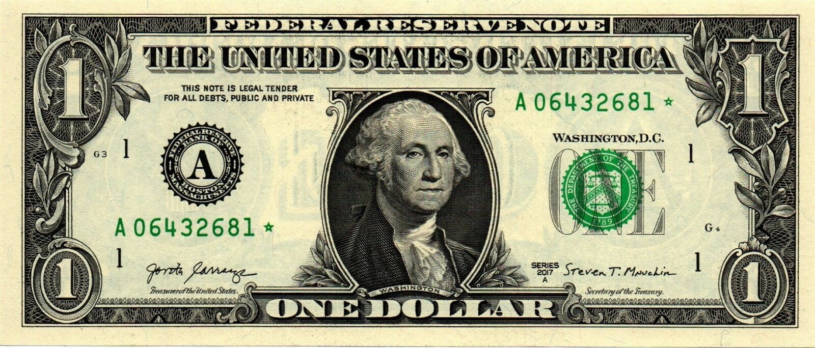 Доллар 2017 года США 06432681 * звезда Н