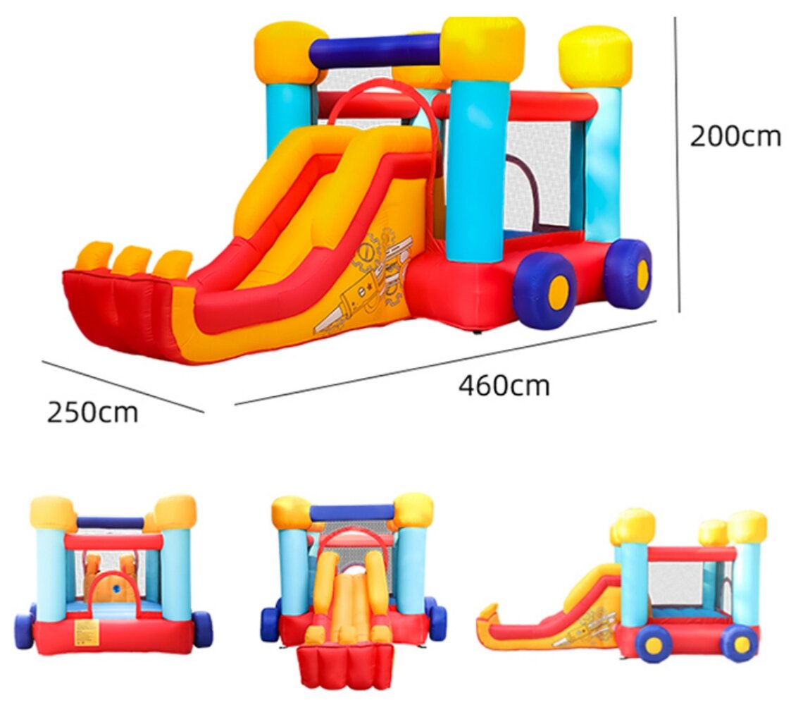 Детский надувной замок с горкой и батутом, Надувная складная игровая площадка