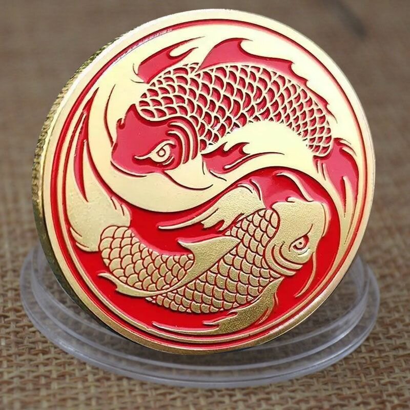 1 Золотая золотая монета из рыбы, подходящая для домашней коллекции подарков