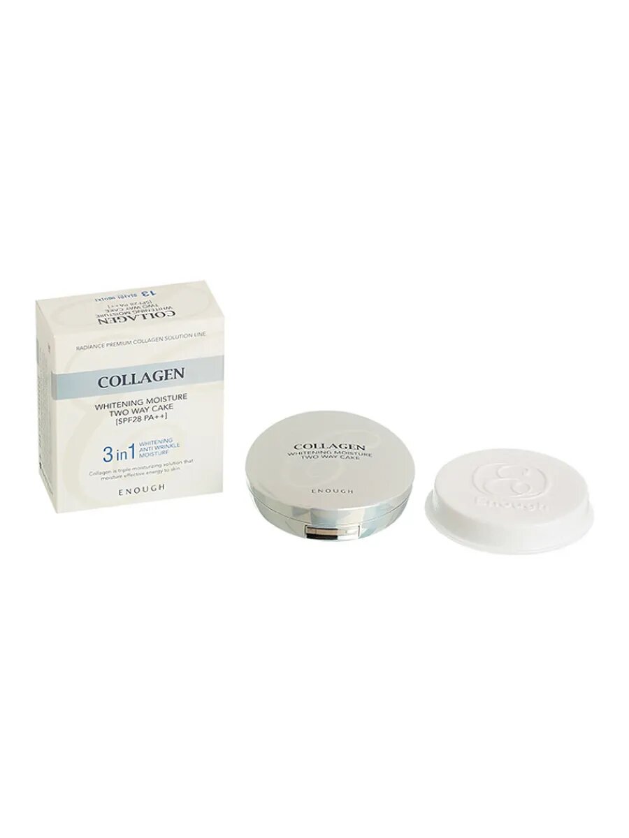 Пудра Enough Collagen Whitening, осветляющая, со сменным блоком, SPF30, PA+++, 13г