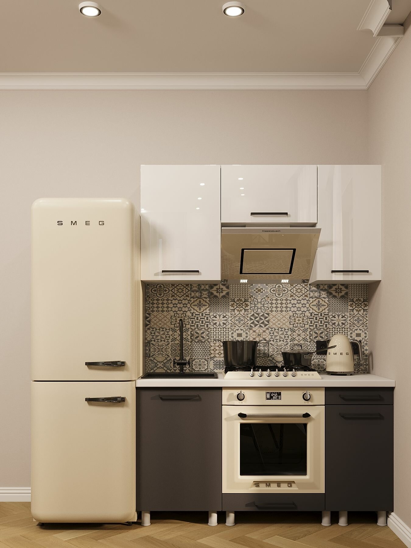 Кухонный гарнитур "Тоскана" от Мебельной Фабрики РАЙ, цвет белый глянец/графит, ЛДСП