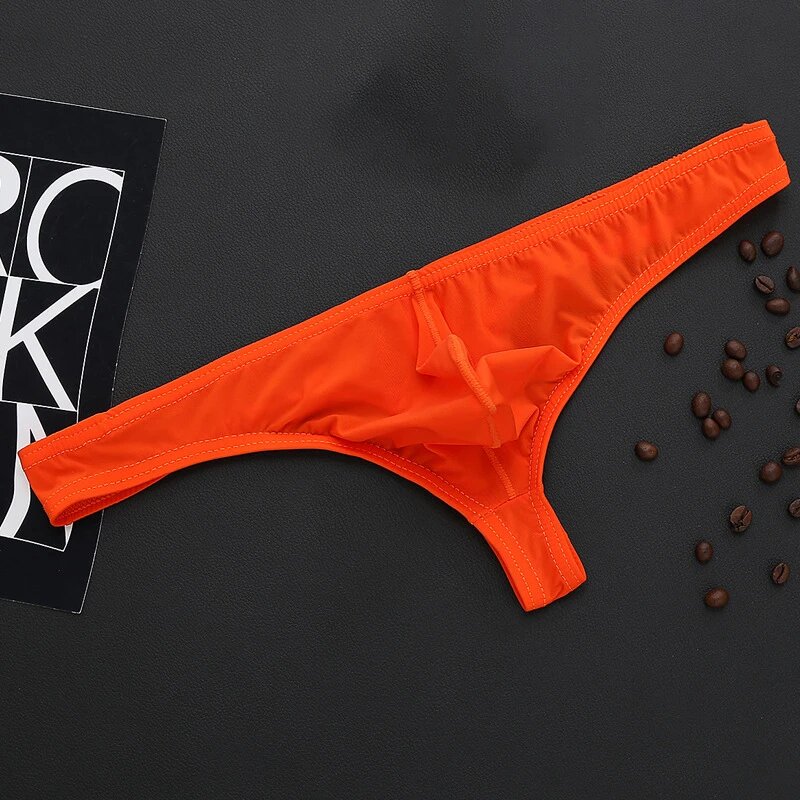 Мужские прозрачные стринги больших размеров и стринги, сексуальное мужское нижнее белье, трусики из ледяного шелка с низкой талией, мужские трусики с Т-образной спинкой, танга-бикини