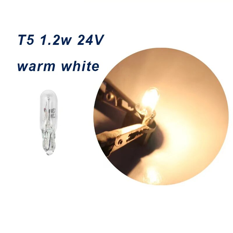 20 шт, 12 В, 24 В, 1,2 Вт, T5, стеклянная лампочка, приборная панель, приборная 20PCS 24V white