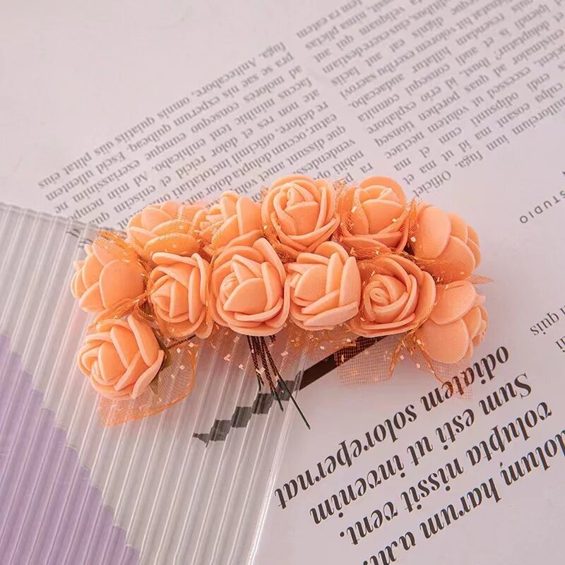 Оранжевые искусственные розы, набор 144шт