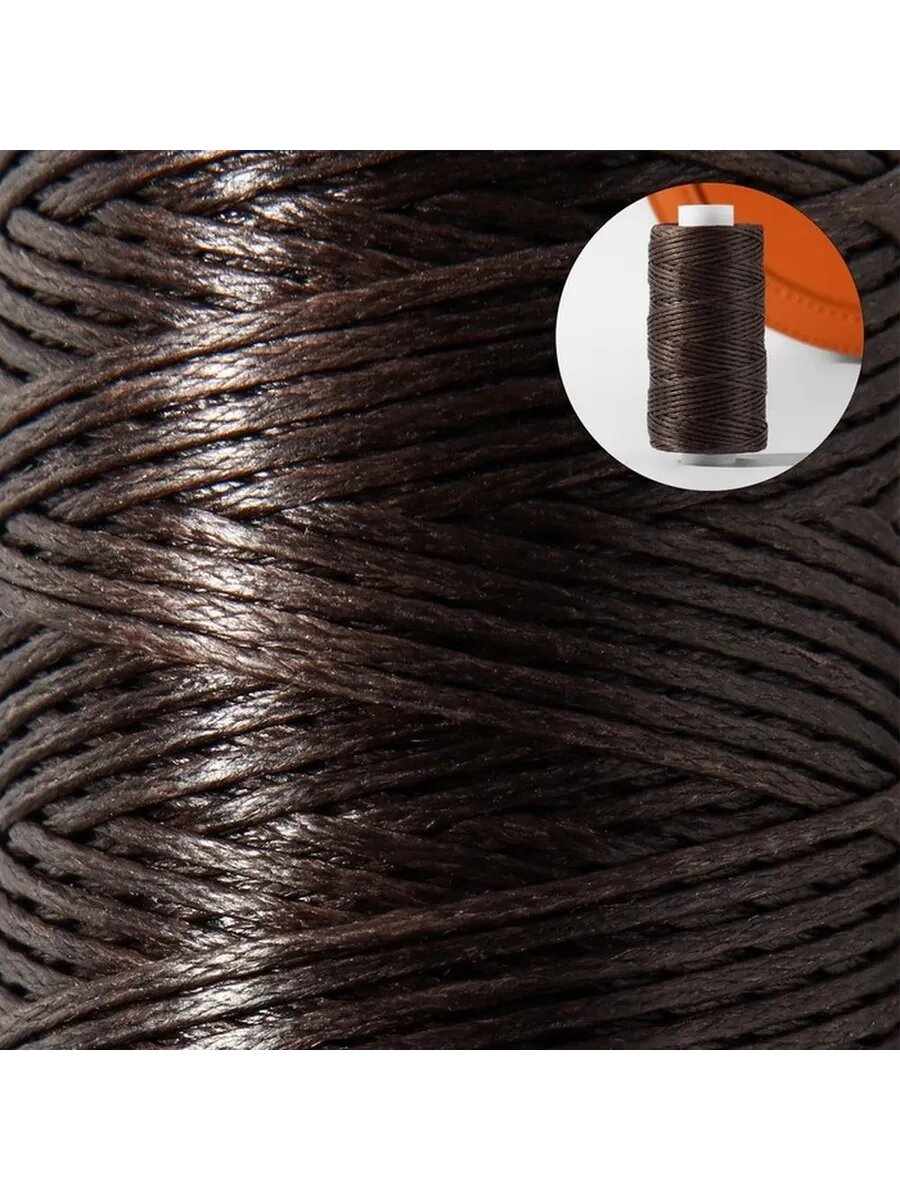 Кожаные нитки вощёные 150D/16, 0,8 мм, коричневые