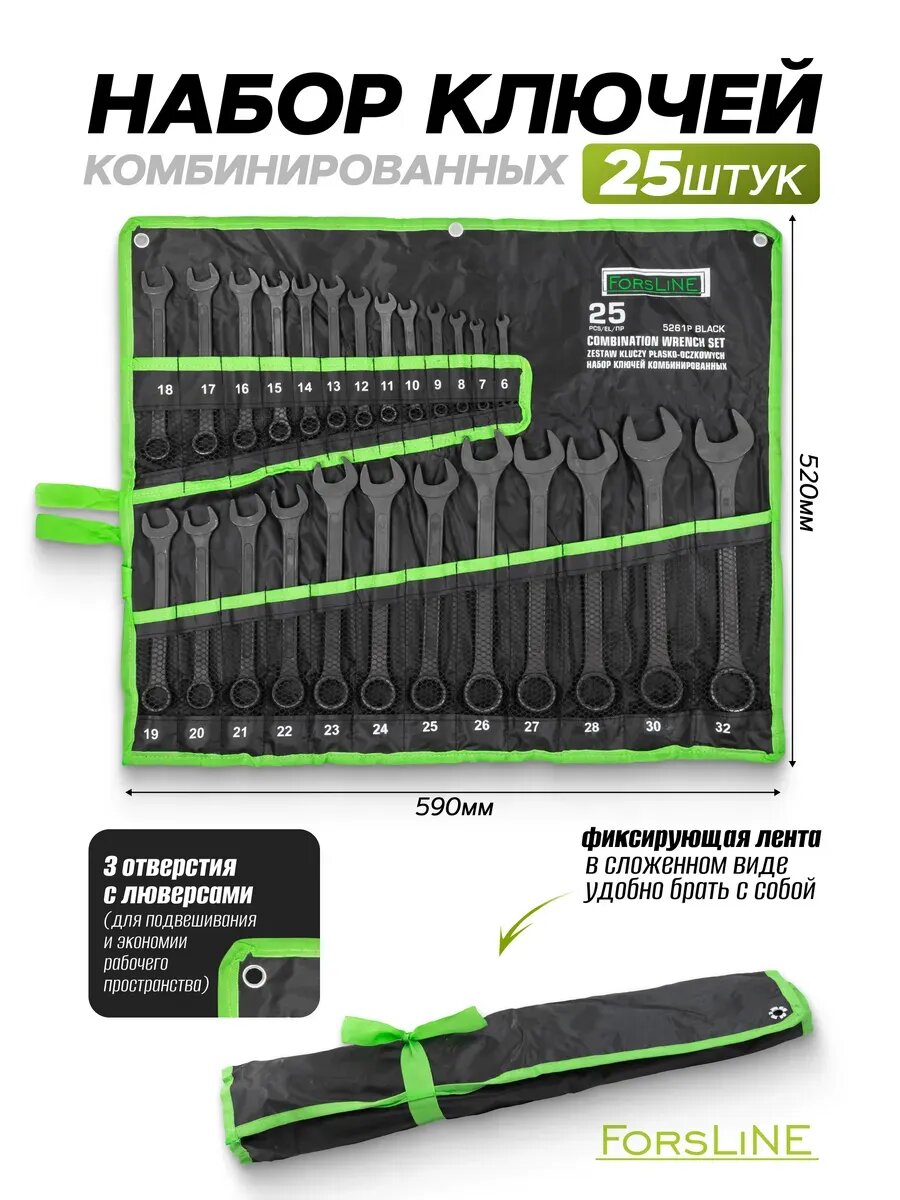 Набор комбинированных ключей, 25 предметов