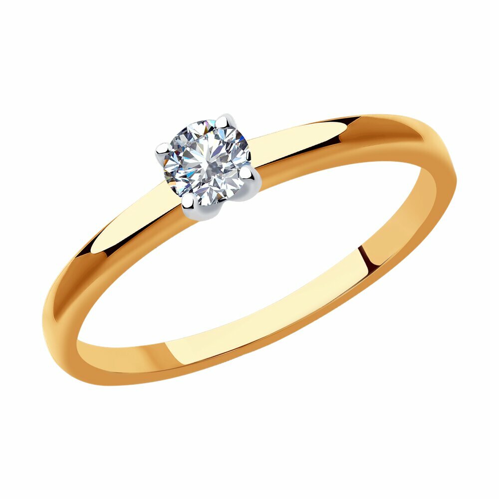 Кольцо, красное золото, 585 проба, бриллиант выращенный