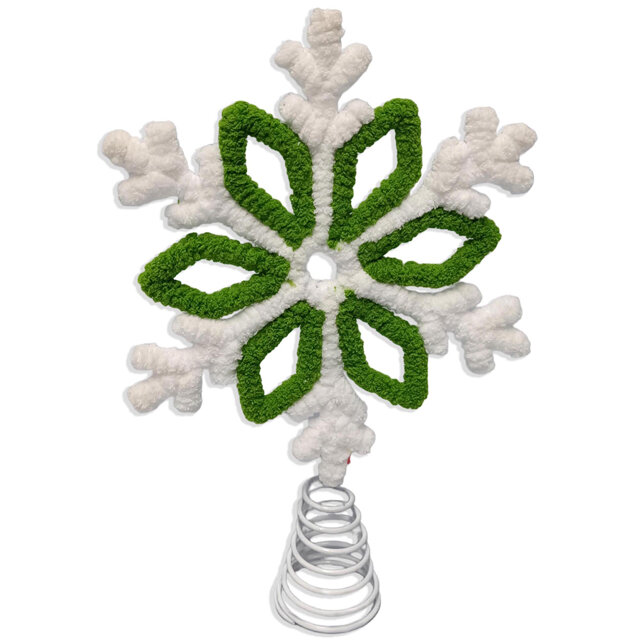 Верхушка на елку Кружевная Снежинка Lillian 25 см зеленая, Due Esse Christmas, XNA23064101