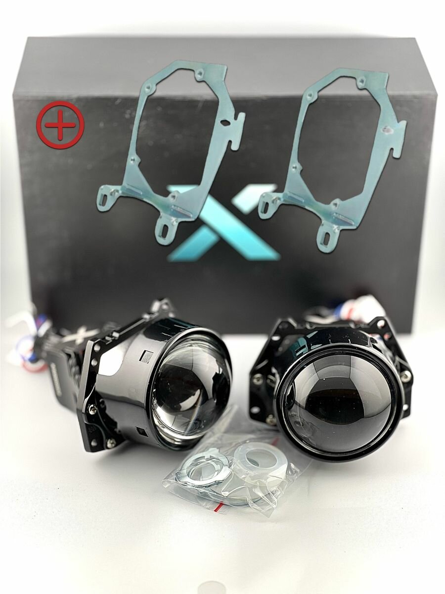 Линзы Bi Led DXL YH3 для Audi A3 8V 2016-2020 LED (линзы + рамки) 3.0 дюйма светодиодные ближнего и дальнего света в автомобильные фары / Би Лед модули на гайку / Hella 3 / комплект 2шт