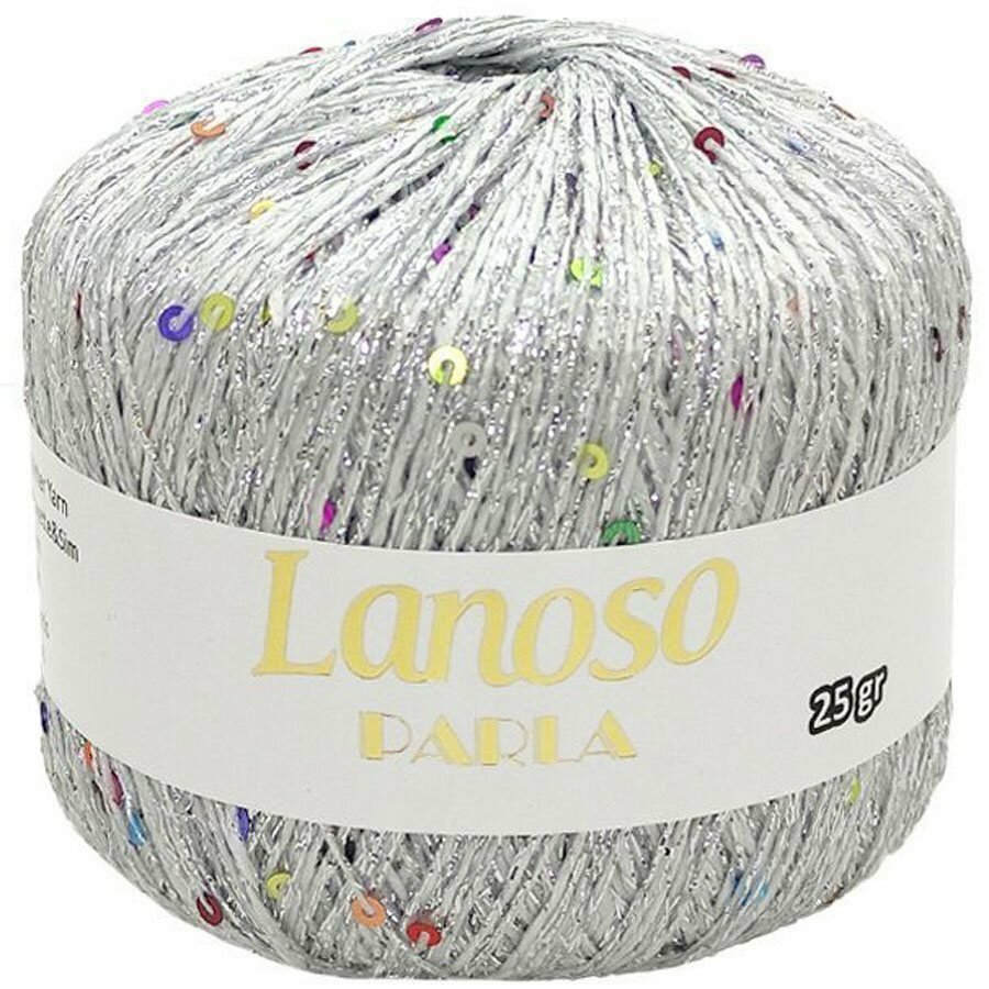 Пряжа Lanoso PARLA 5500 серебро с радужным (6 мотков)