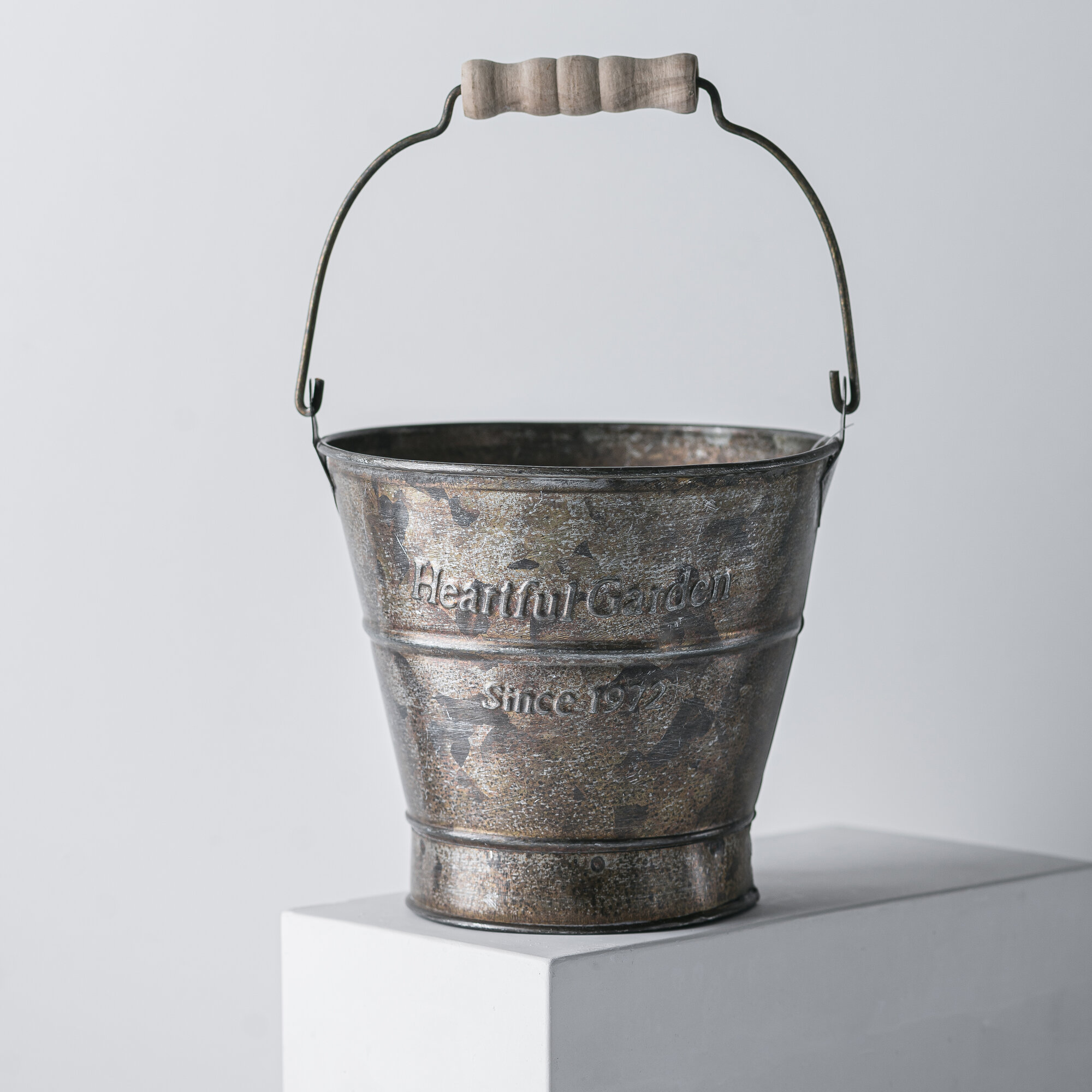 Ведро ERMETICA декоративное металлическое винтажное, корзина для фруктов 16х16.5 см