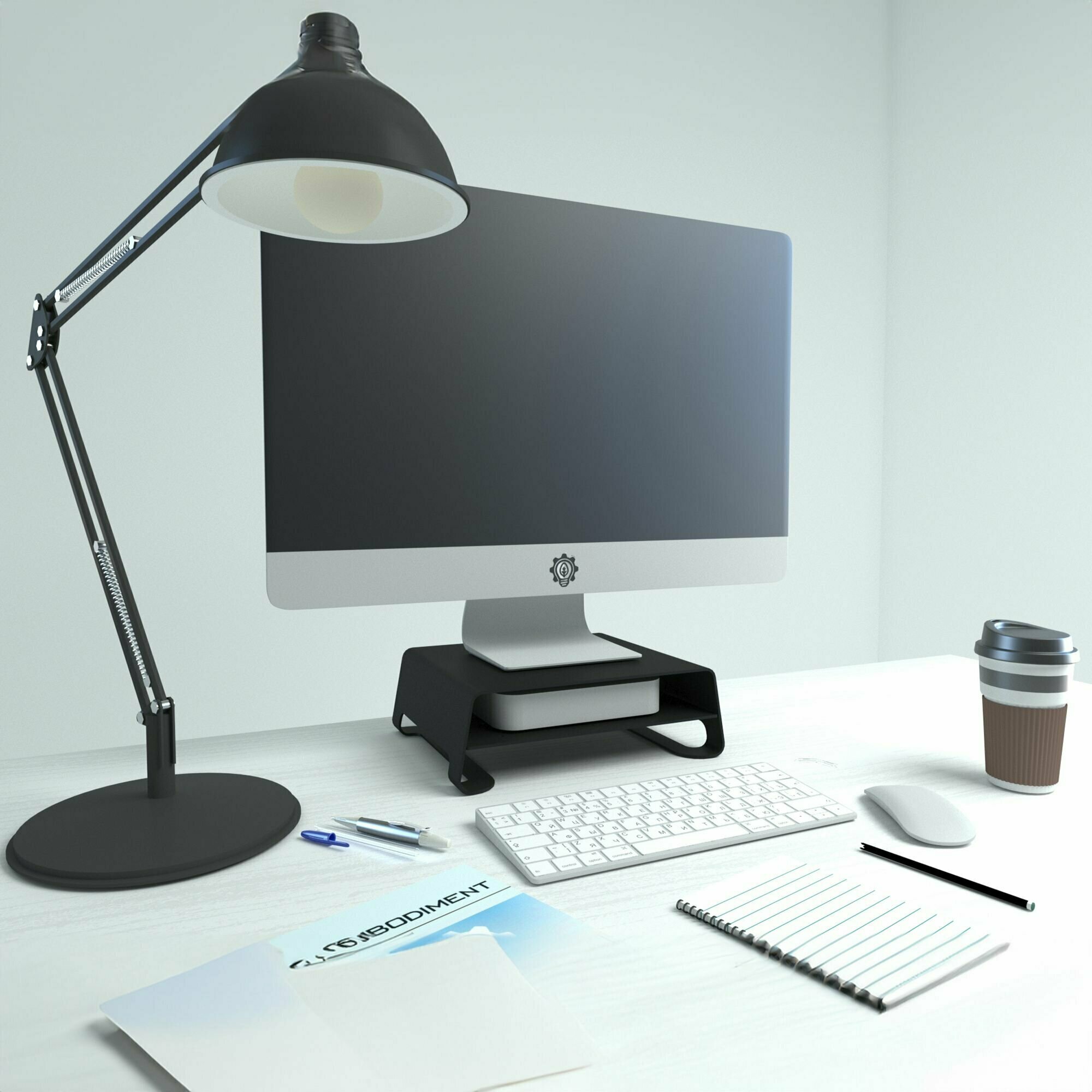 Подставка для мониторов с полкой для хранения неттопов и mac mini, настольная с нескользящим основанием, черная