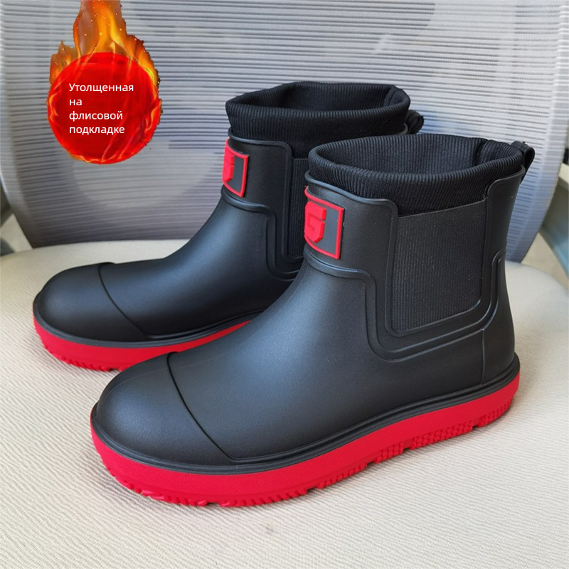 Модные полусапожки, резиновые сапоги для мужчин, универсальные водонепроницаемые ботинки для рыбалки, походные резиновые сапоги, корейская версия, нескользящая кухонная обувь