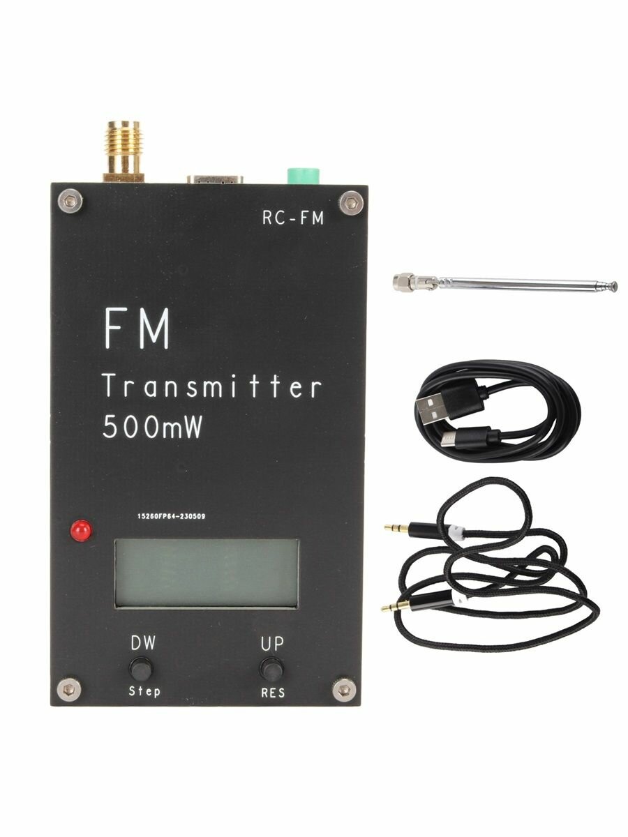 FM-стерео передатчик мощностью 500 мВт с ЖК-дисплеем, диапазон 2000 м, 88 108 МГц, порт USB типа C